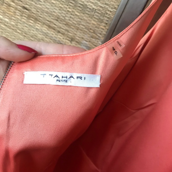 Tahari | Dresses | T Tarahi Peach Sleeveless Ruched Formal Dress | Poshmark